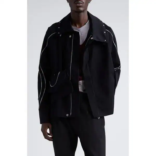 Kiko Kostadinov Chalice Cotton Twill Jacket With Bag In Raven